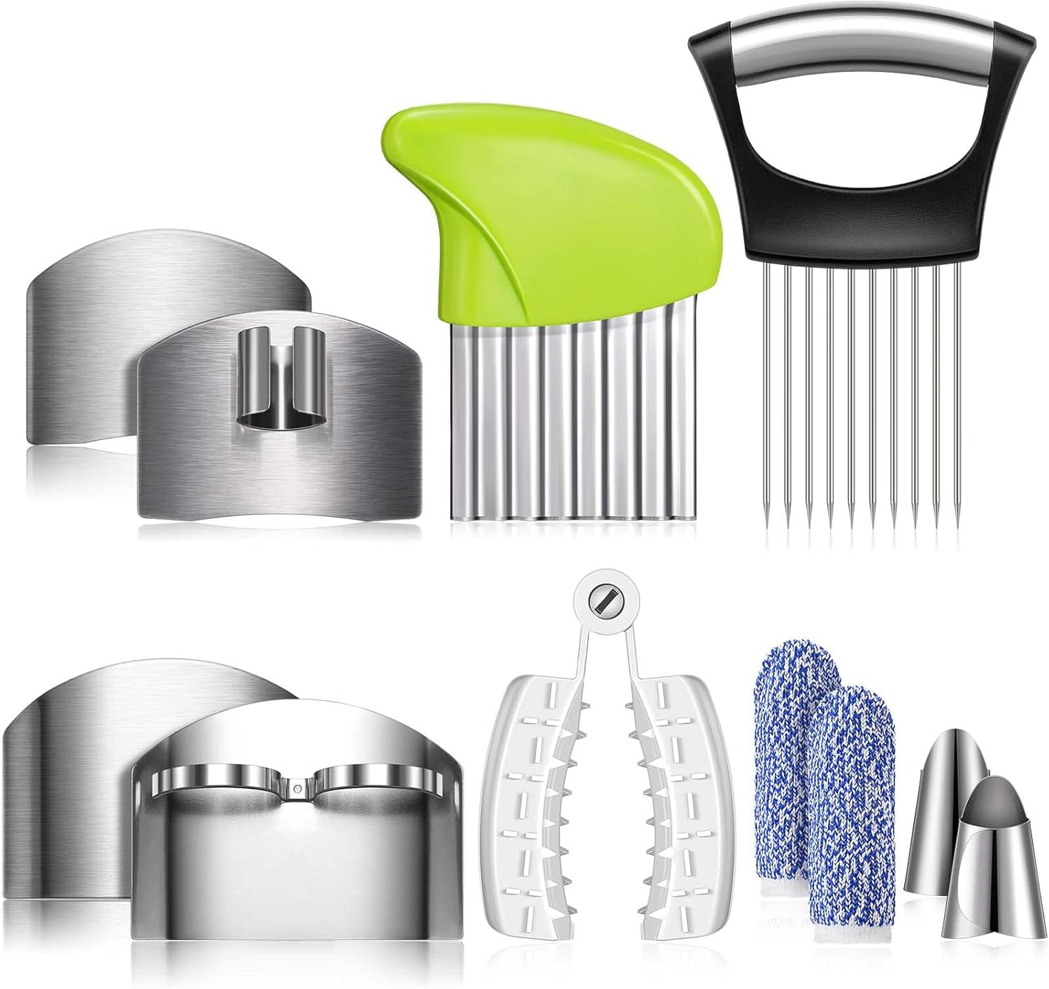 11 PACK Finger Guard Set for Cutting Include 4 Stainless Steel Knife ...