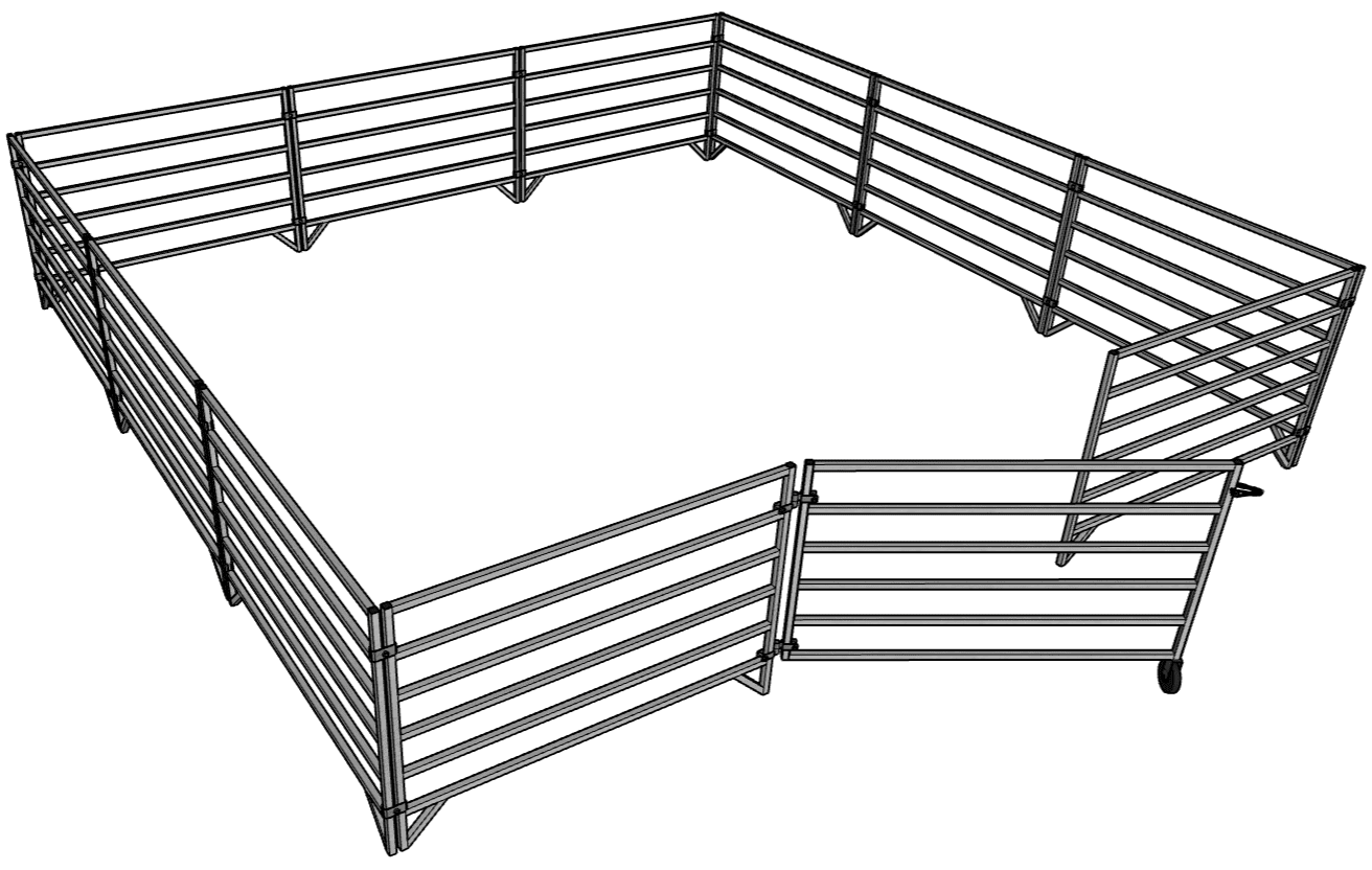 11 PACK OF ALUMINUM 5 Ft LONG 6 RAIL 40" SHEEP & GOAT PANELS & 1 GATE ...