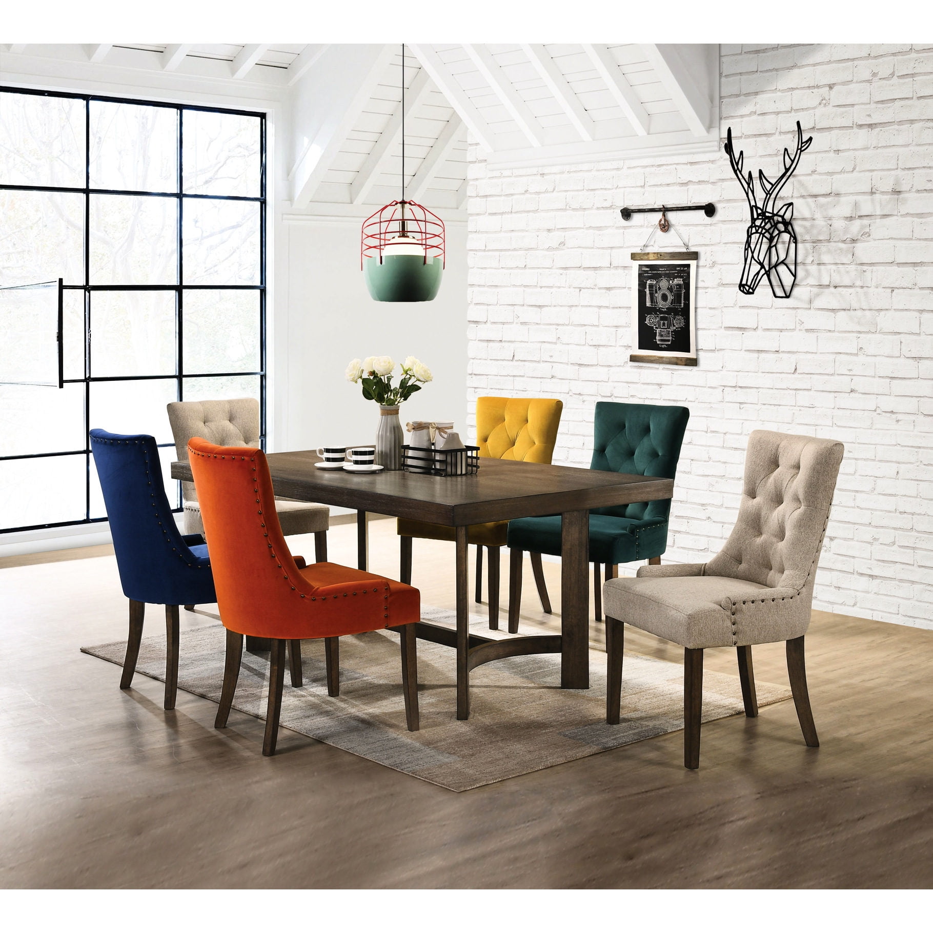 11-PC Dining Set, Weathered Oak, 100lbs Table Weight Limit - Walmart.com