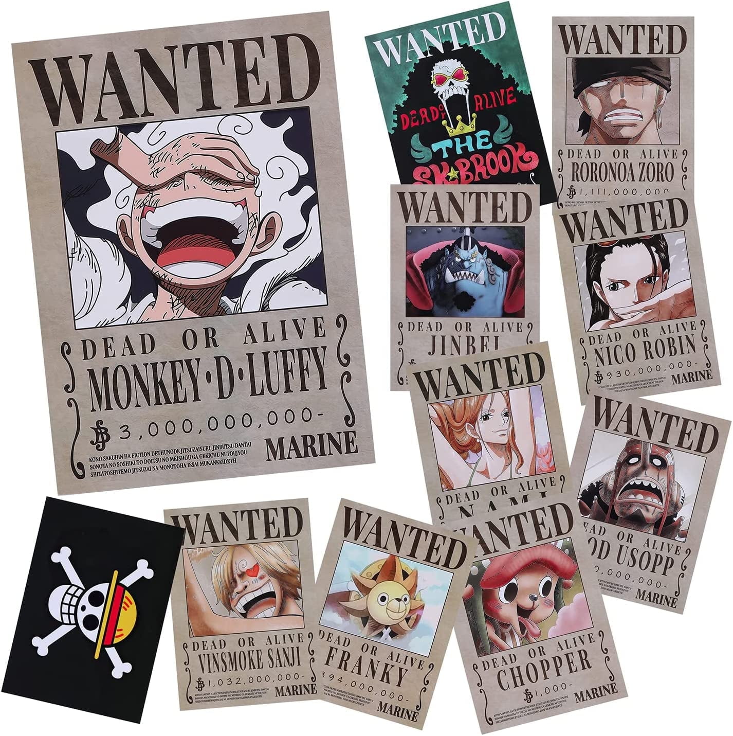 11 PCS Anime Nika Luffy 3 billion Wanted Bounty Paper Poster Straw Hat ...