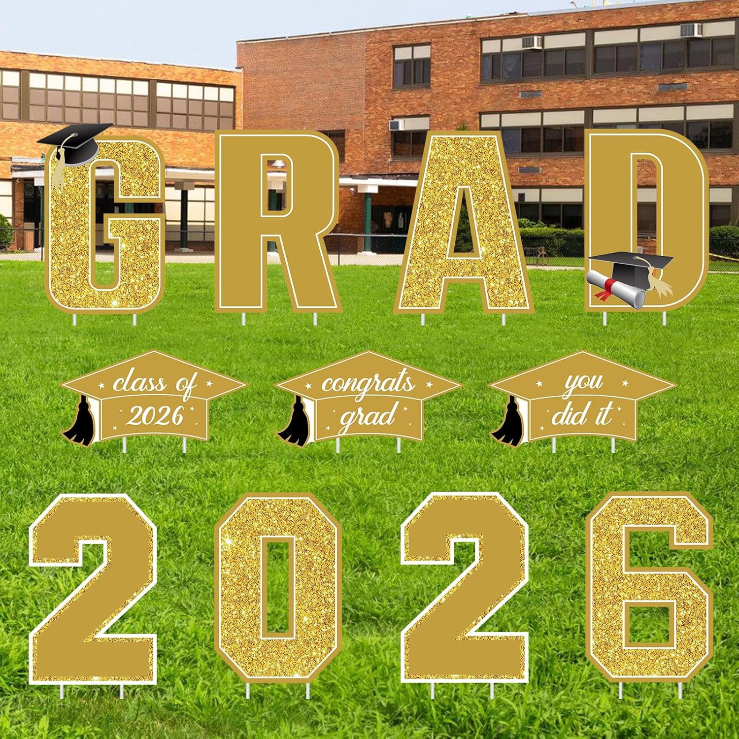 11 PCS Class of 2026 Graduation Yard Signs with Stakes, Waterproof ...