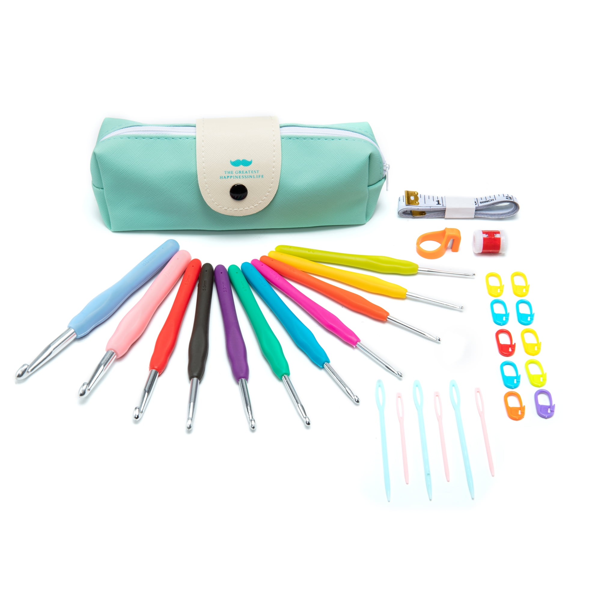 11 PCS Ergonomic Crochet Hooks Set, with Case Extra Long Soft Grip ...