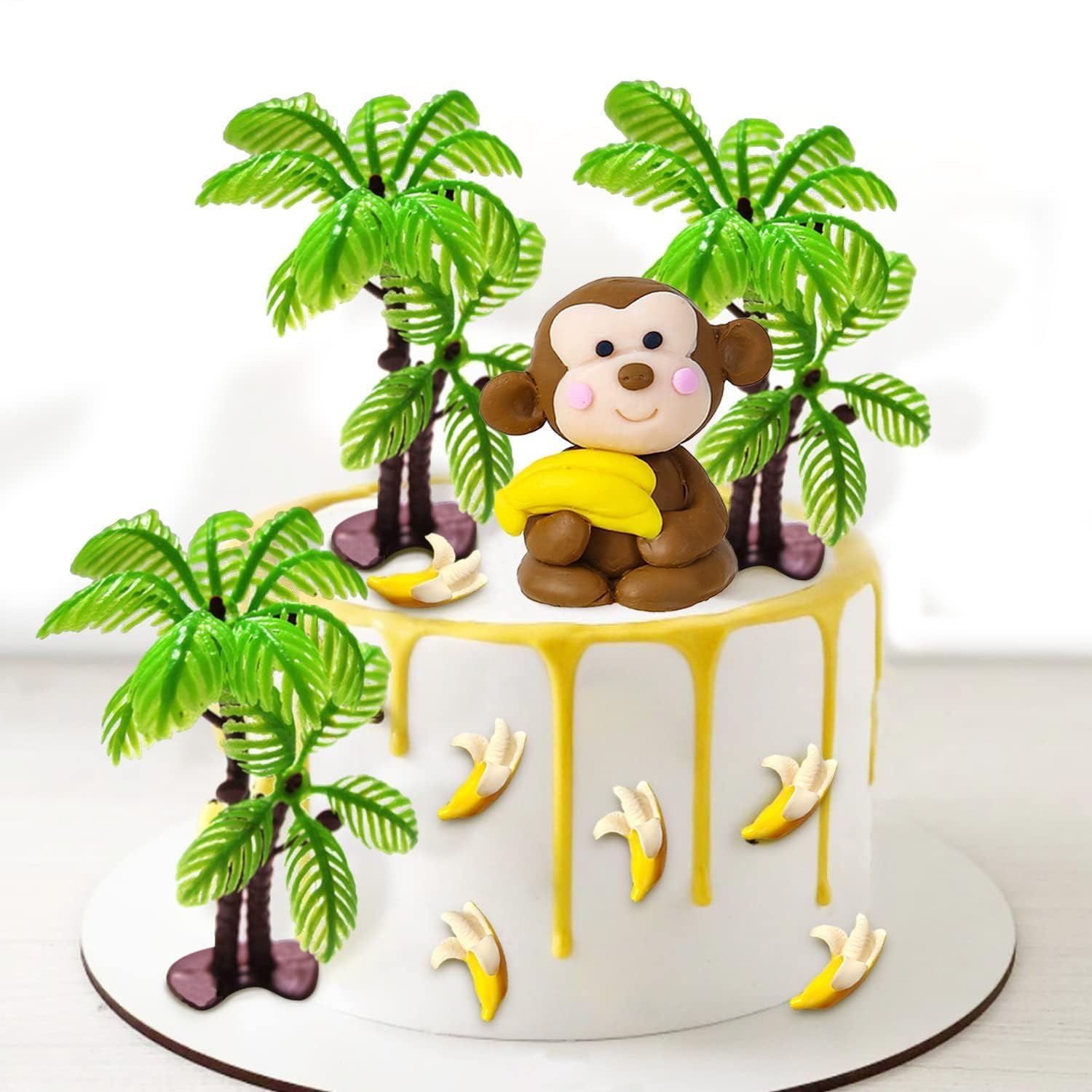 11 PCS Monkey Cake BDF32 Topper with Coconut Trees Banana Cake ...