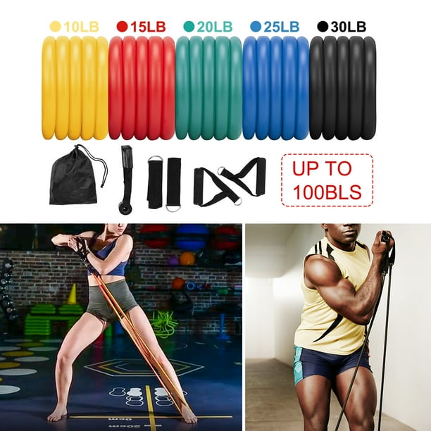 11 PCS Resistance Cords Resistance Band Set for Yoga Pilates Abs ...