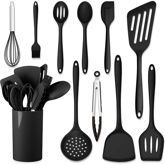 11 PCS Silicone Cooking Utensils Set, Heat Resistant Kitchen Utensils ...