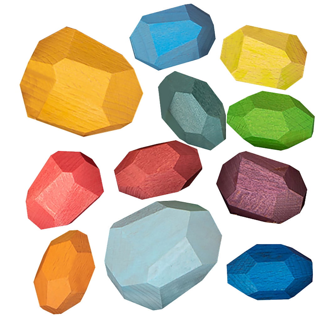 11 PCS Wooden Sorting Stacking Rocks Stones,Sensory Toddler Toys ...