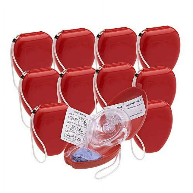 11 Pack CPR Rescue Mask for Adult/Child, Resuscitator, Hard Case, Strap ...