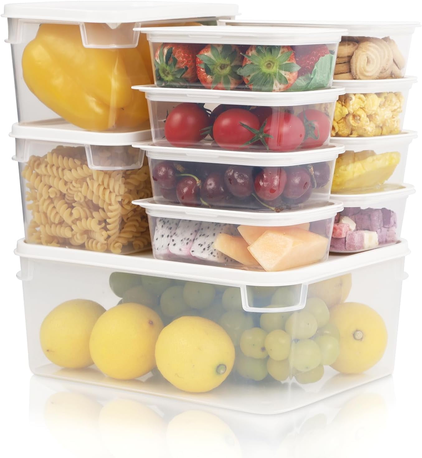 11-Pack Food Storage Containers with Lids - Clear, Organizing Fridge ...