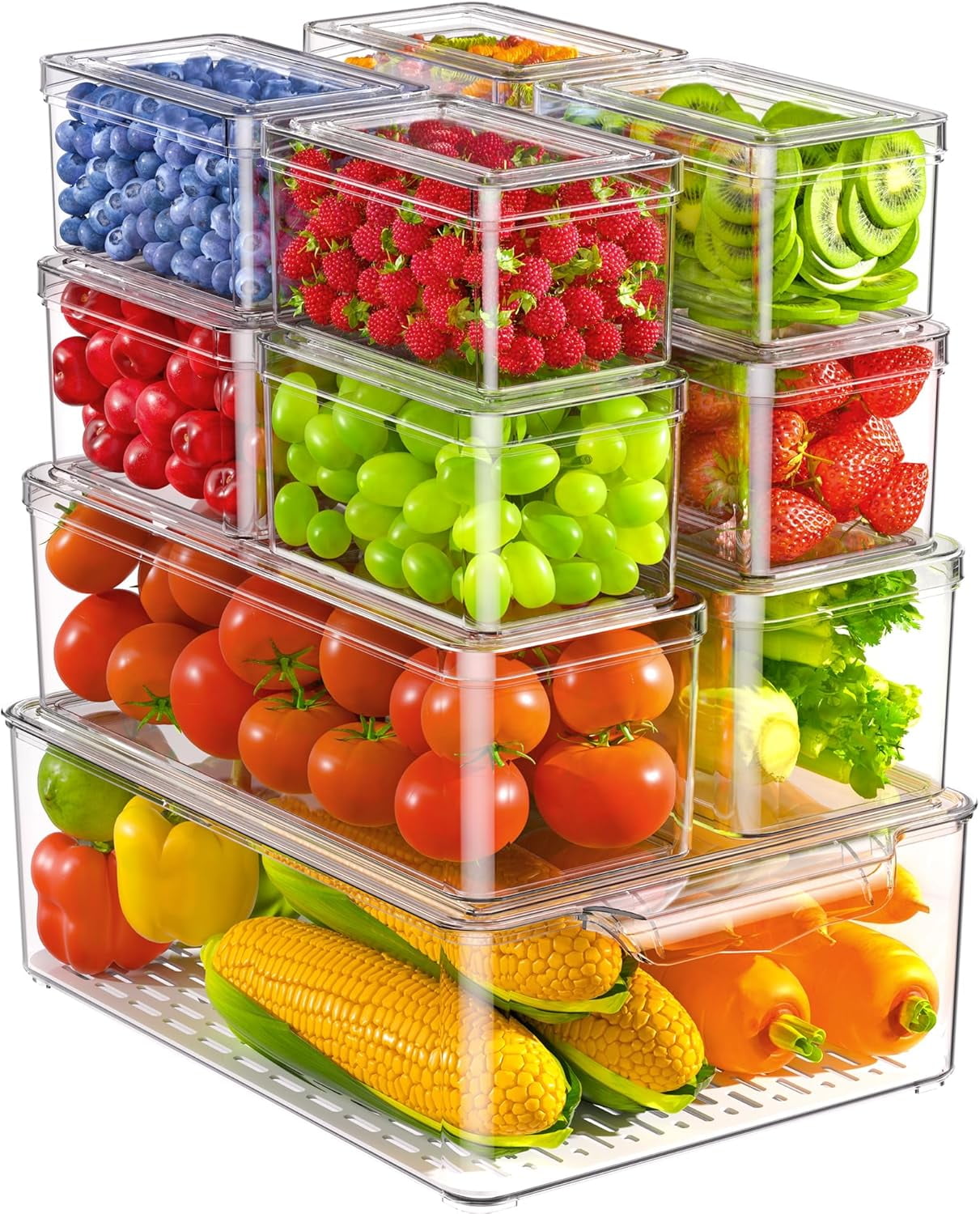 11 Pack Refrigerator Organizers and Storage, Stackable Fridge Organizer ...
