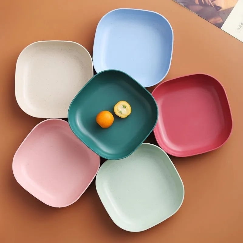 11 Pack Square Lightweight Wheat Straw Plates, 5.7" Dinner Dishes ...