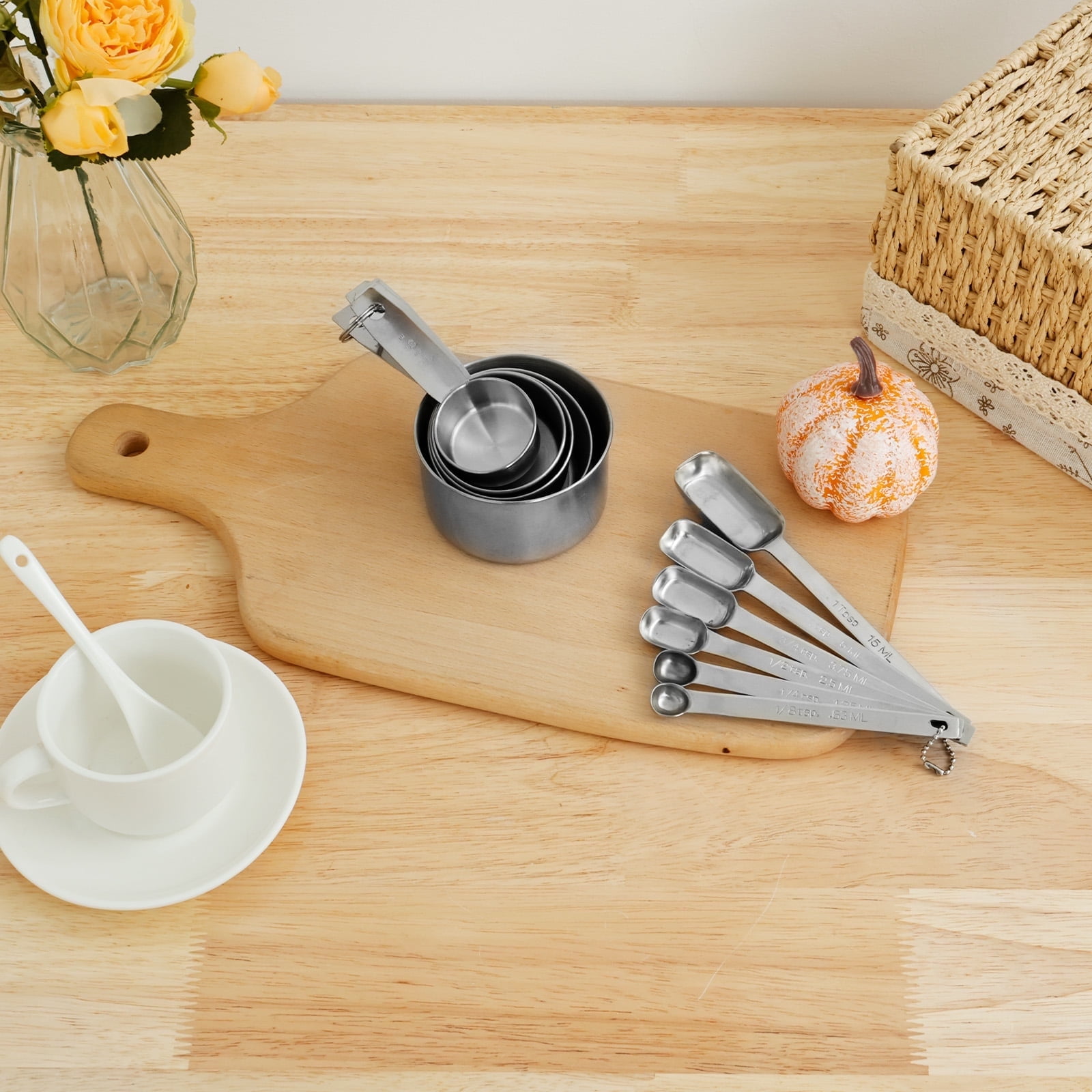 11 Pack Stainless Steel Measuring Cups & Spoons Set for Cooking and ...