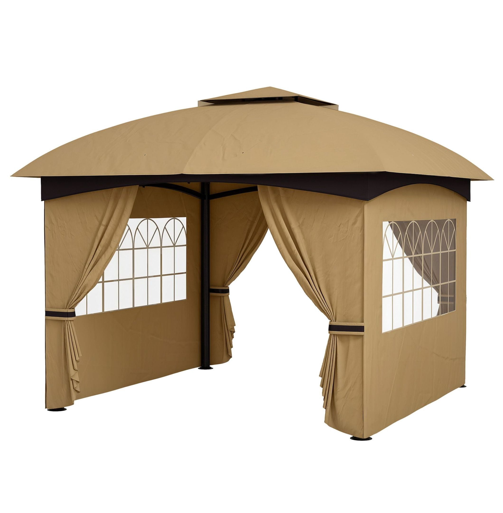 11' Patio Gazebo, Double Roof Outdoor Canopy with Curtains & Church ...