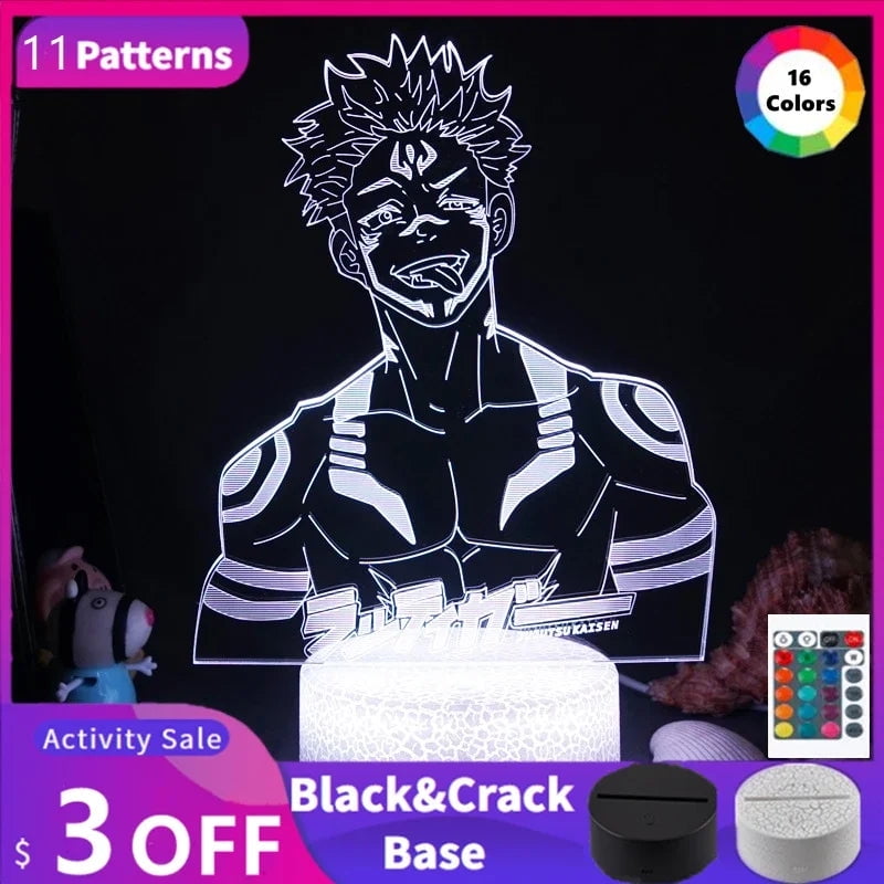 11 Patterns Anime Night Light Manga Figure Room Setup Decoration Rgb 3D ...