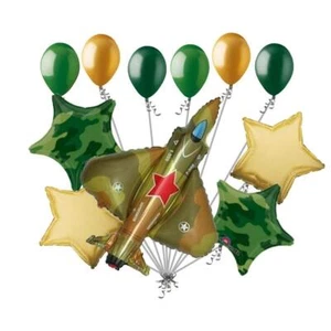 11 Pc Military Jet 2.0 Camo Balloon Bouquet Army Birthday Welcome Home ...