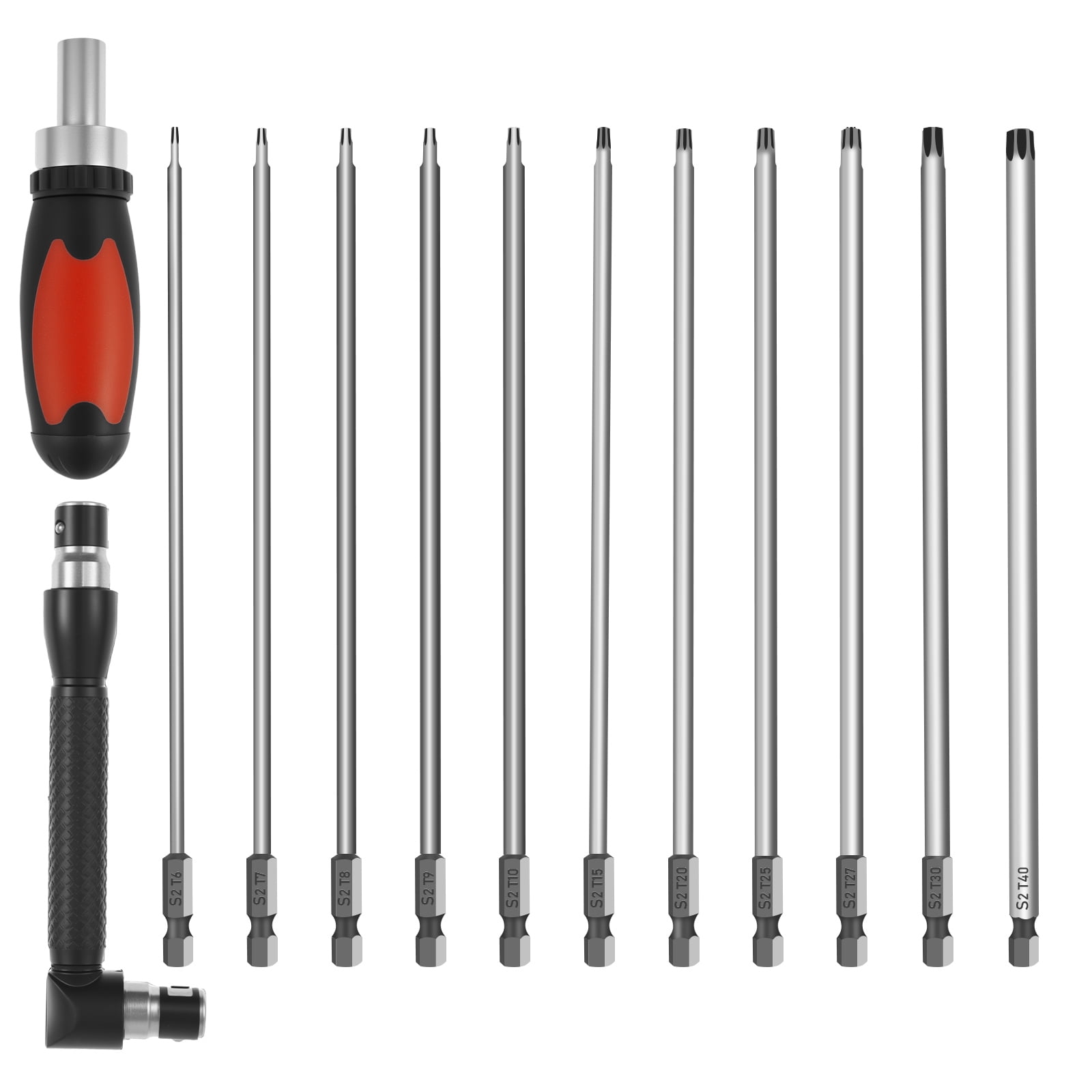 11 Pcs 8 Inch Long Torx Screwdriver Bit Set S2 Alloy Steel Magnetic ...