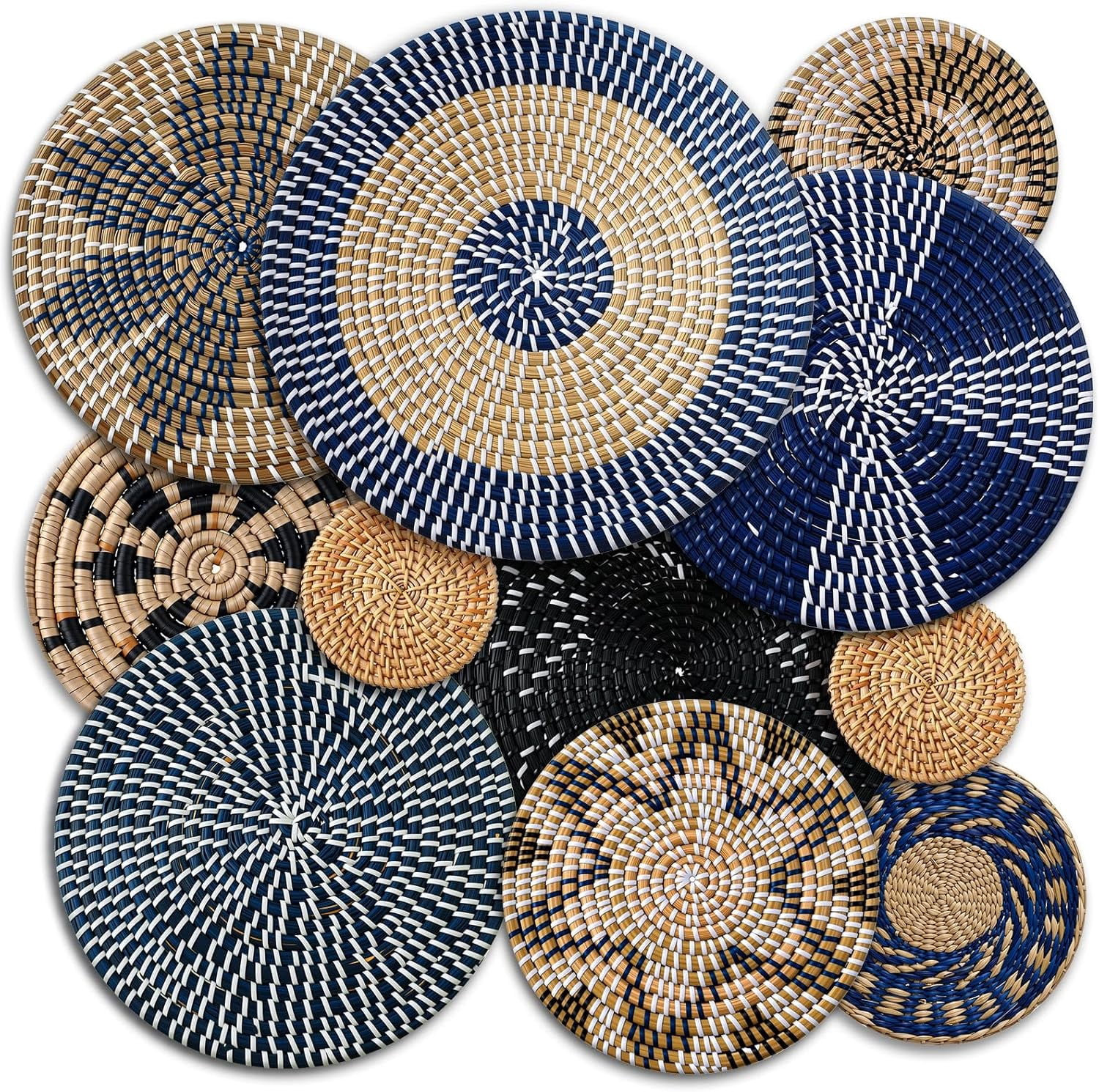 11 Pcs Boho Wall Basket Decor Bulrush Woven Wall Hanging Art Round ...