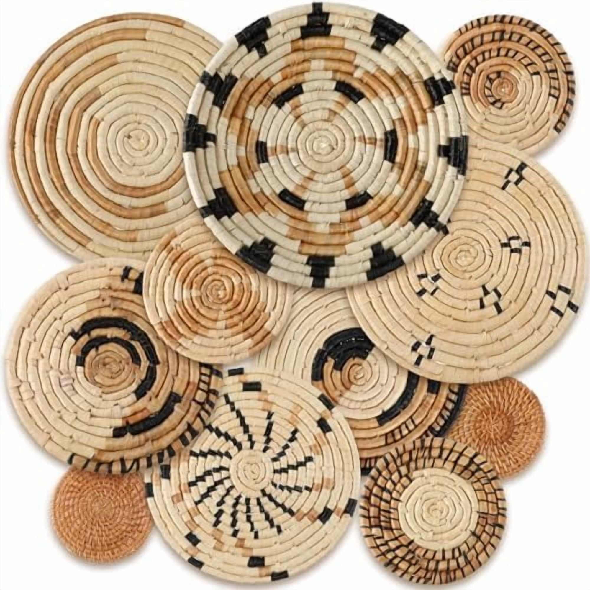 11 Pcs Boho Wall Basket Decor Decorative Bulrush Woven Basket Wall ...