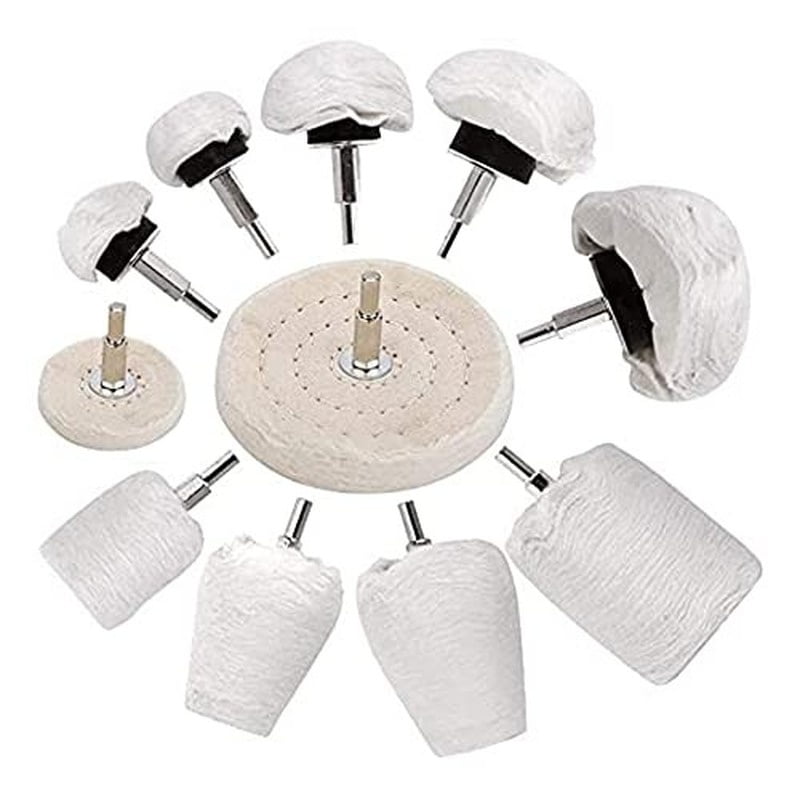 11 Pcs Buffing Wheel Set for Drill, Polishing Tool Kit, 1/4” Hex Shaft ...