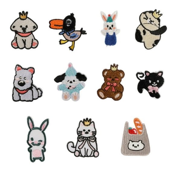 11 Pcs Cartoon Cats Embroidered Patches Iron On Patches Dogs Sewing ...