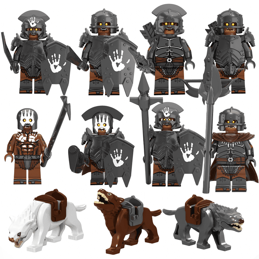 11 Pcs Collectible The Lord of the Rings Orcs Wolf Legion Action Figures Building Blocks Toys ...