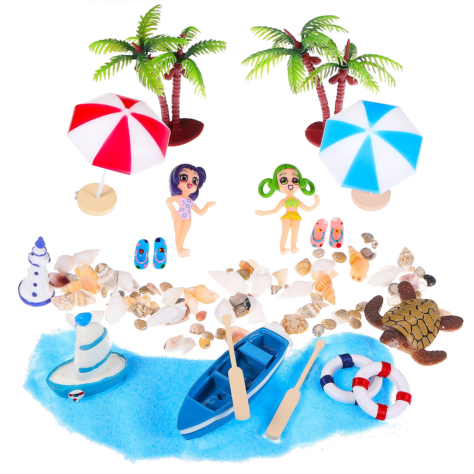 HEMOTON Miniature Beach Decor with Realistic Mini Palm Trees for DIY ...