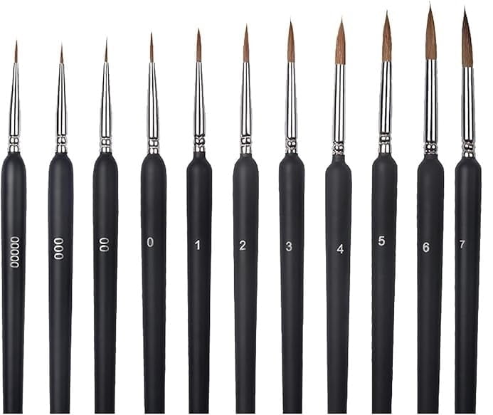 11 Pcs Detail Paint Brush Set For Miniature, Nail Art, Acrylic ...