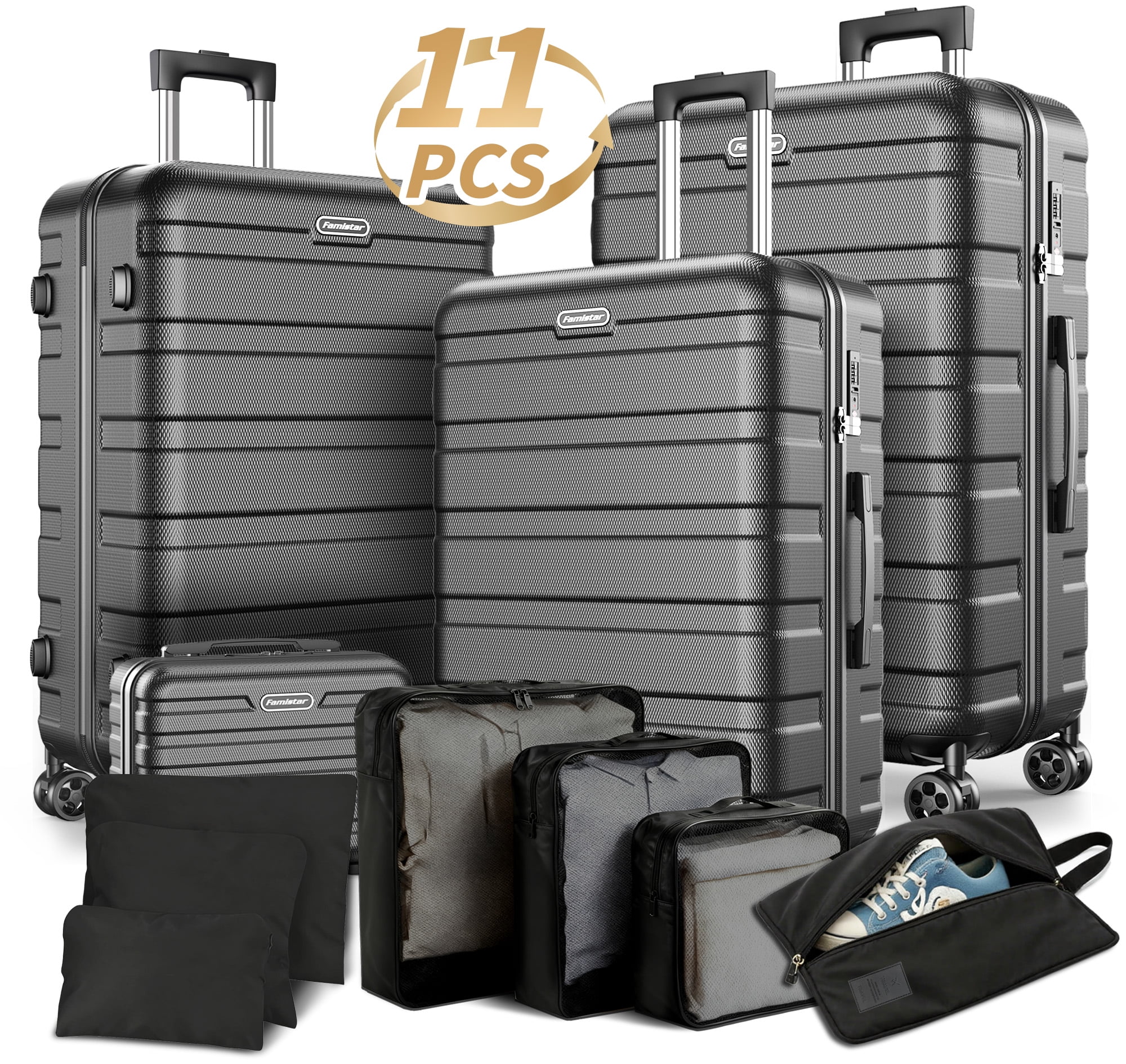 11 Pcs Hardshell Luggage Set Hardside Lightweight Suitcase with TSA ...