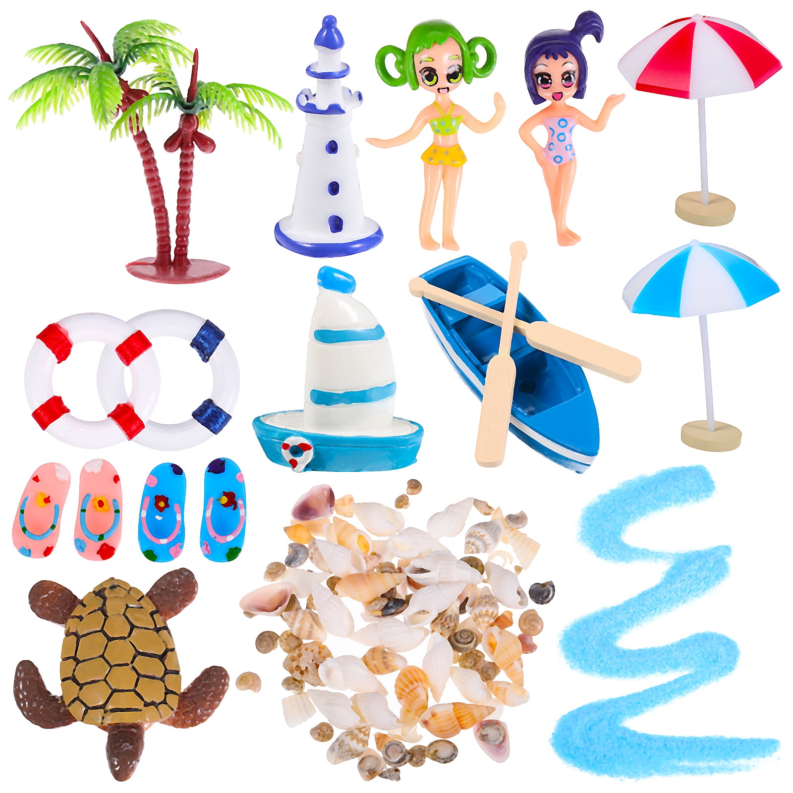 11 Pcs Mini Beach Bauble Miniature Decorations Toys Chair Top Hat ...