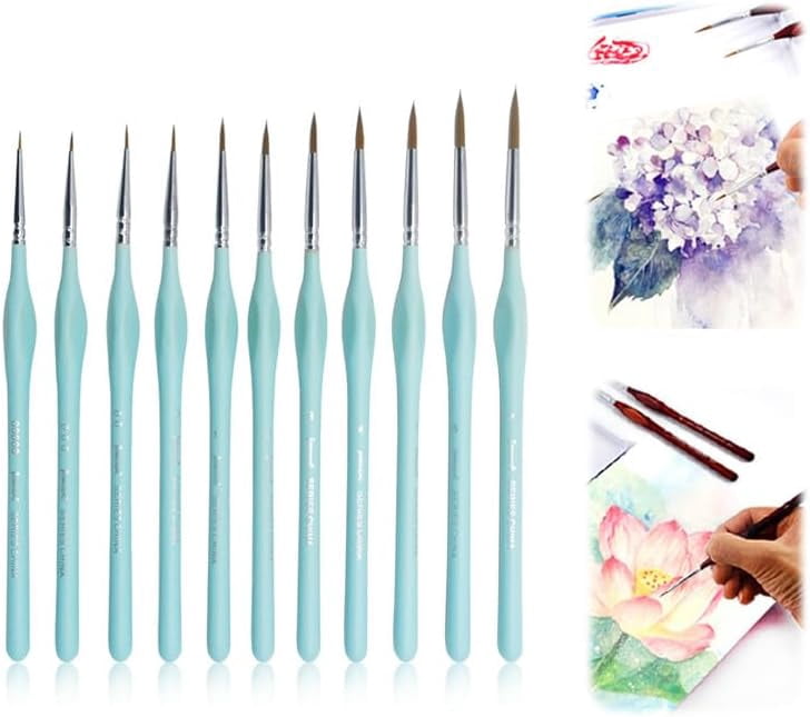 11 Pcs Miniature Detail Paint Brush Set with Natural Wood Handle, 2024 ...