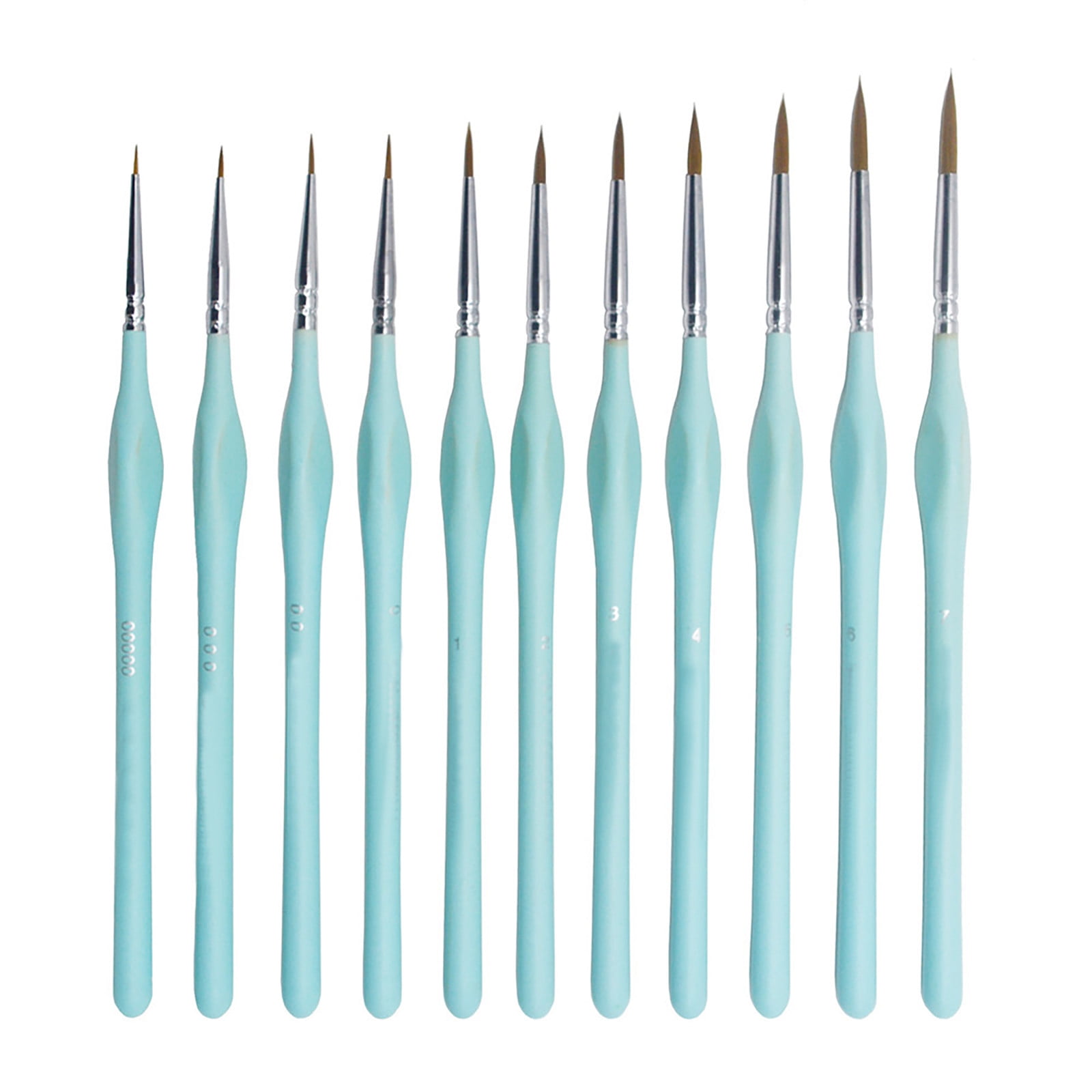 11 Pcs Miniature Detail Paint Brush Set With Natural Wood Handle ...