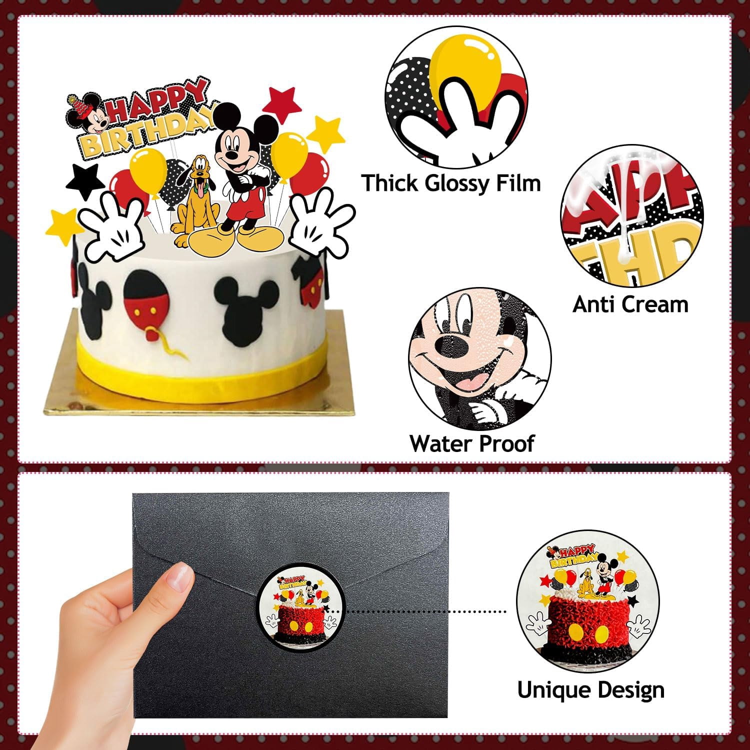 11 Pcs Mouse Cake Decorations, Mouse Birthday Cake Topper With Gold ...