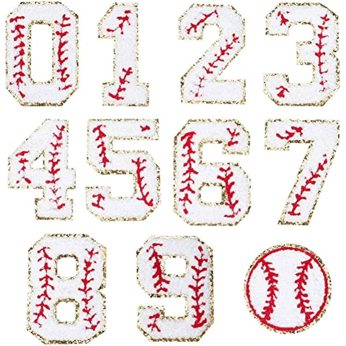 11Pcs Number Iron on Patches 0-9 Numbers Flat Tennis Shaped Applique ...