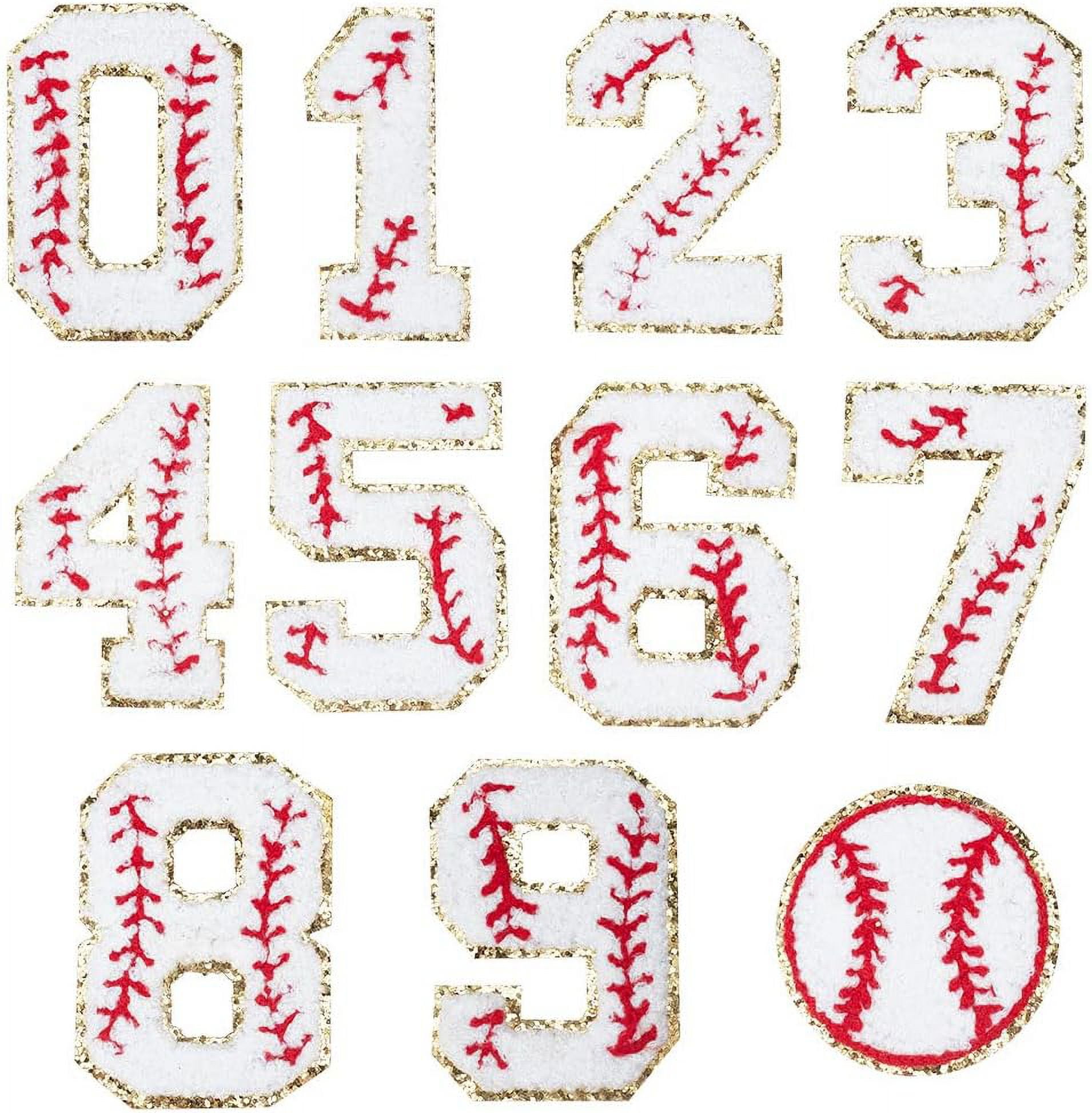 11 Pcs Number Iron on Patches 0-9 Numbers Flat Tennis Shaped Applique ...
