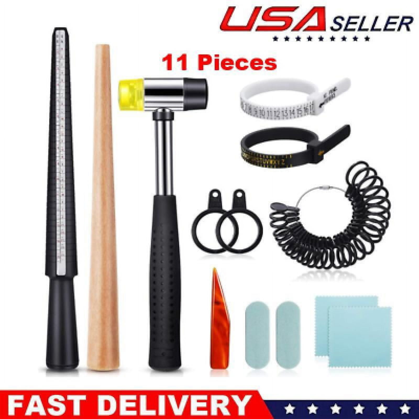 11 Pcs Ring Sizer Gauge Mandrel Finger Sizing Measure Stick Standard ...