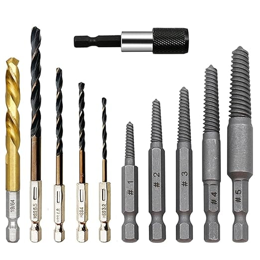 11 Pcs Screw Extractor Set, Easy Out Screw Extractor and HSS Left-Hand ...