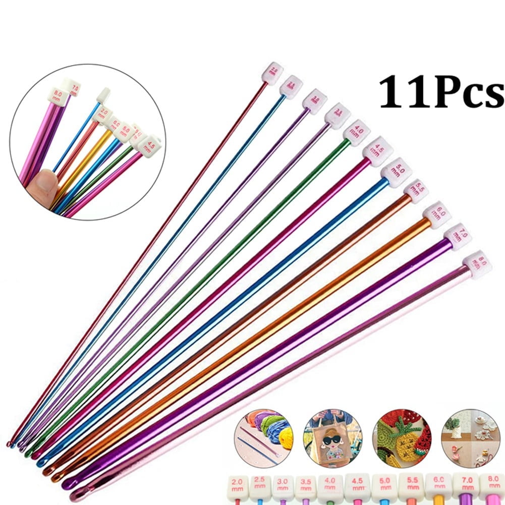 11 Pcs Set Long Tunisian Afghan Crochet Hooks Aluminum Knitting Needles ...