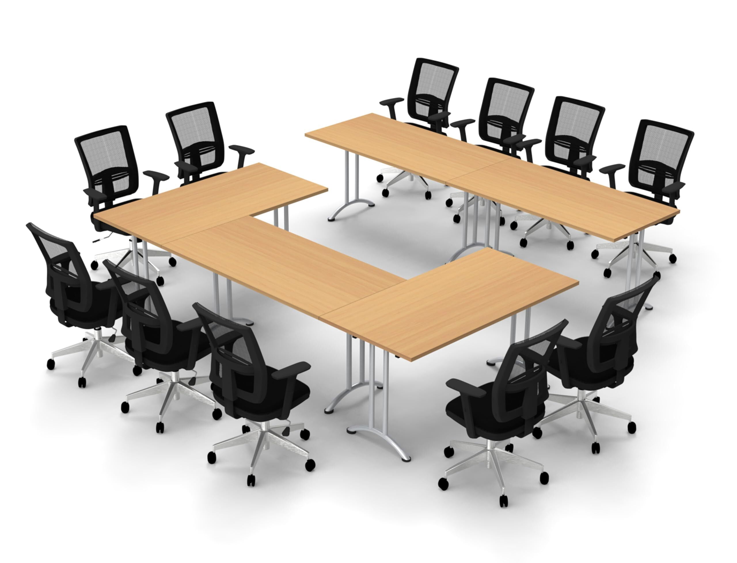 11 Person Conference Meeting Training Set with Tables Beech and Chairs ...