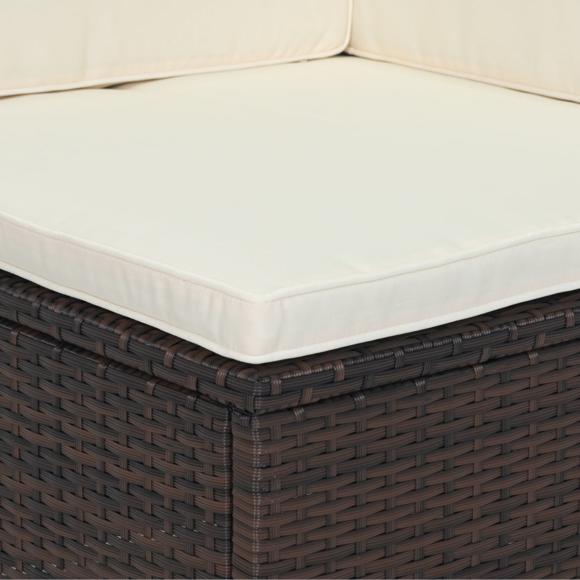 11-Piece Brown Wicker Patio Sectional Set with 3 Under-Seat Storage ...