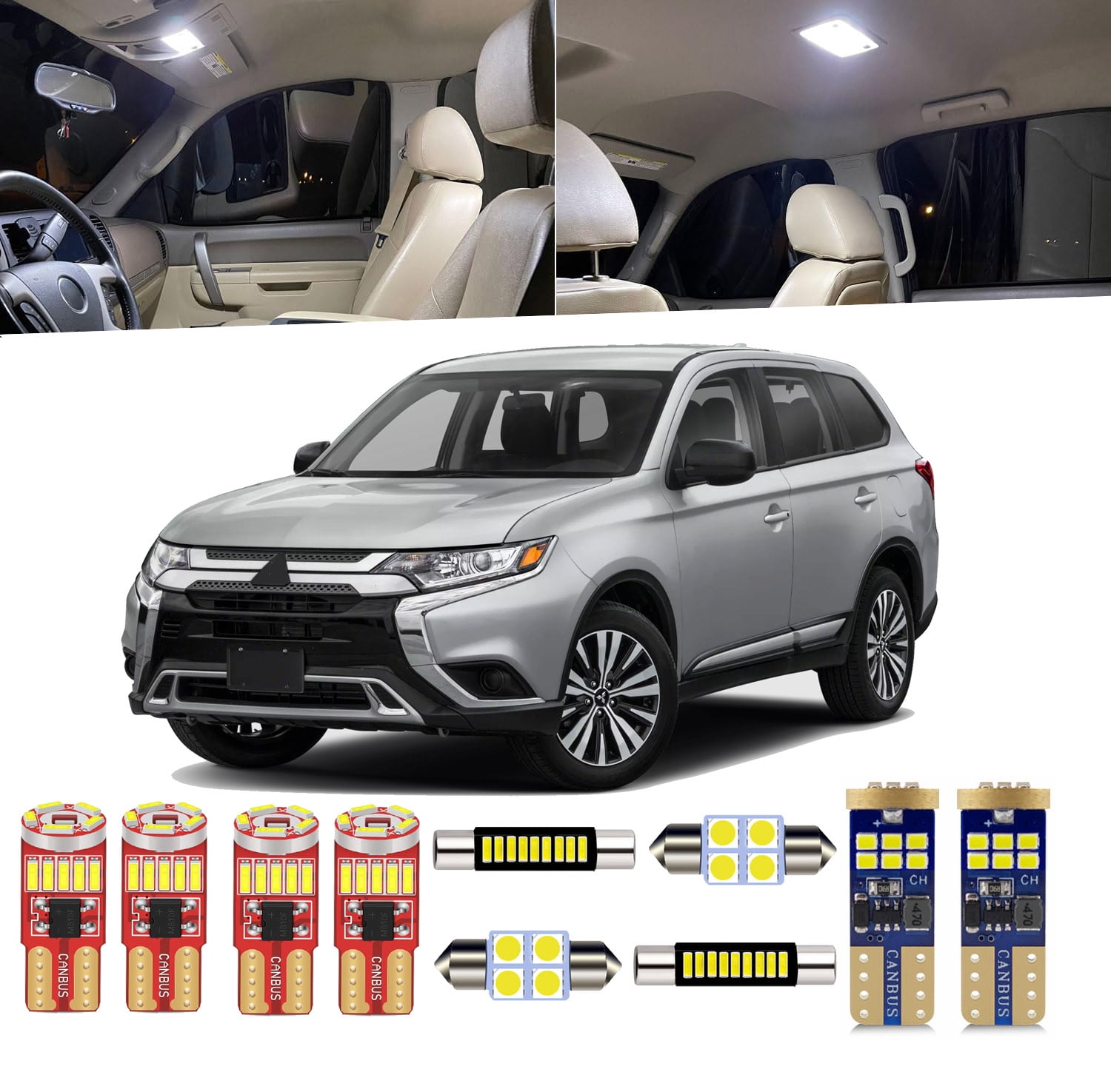 11 Piece Car Interior LED Lights Kit for Mitsubishi Outlander 2013-2021 ...