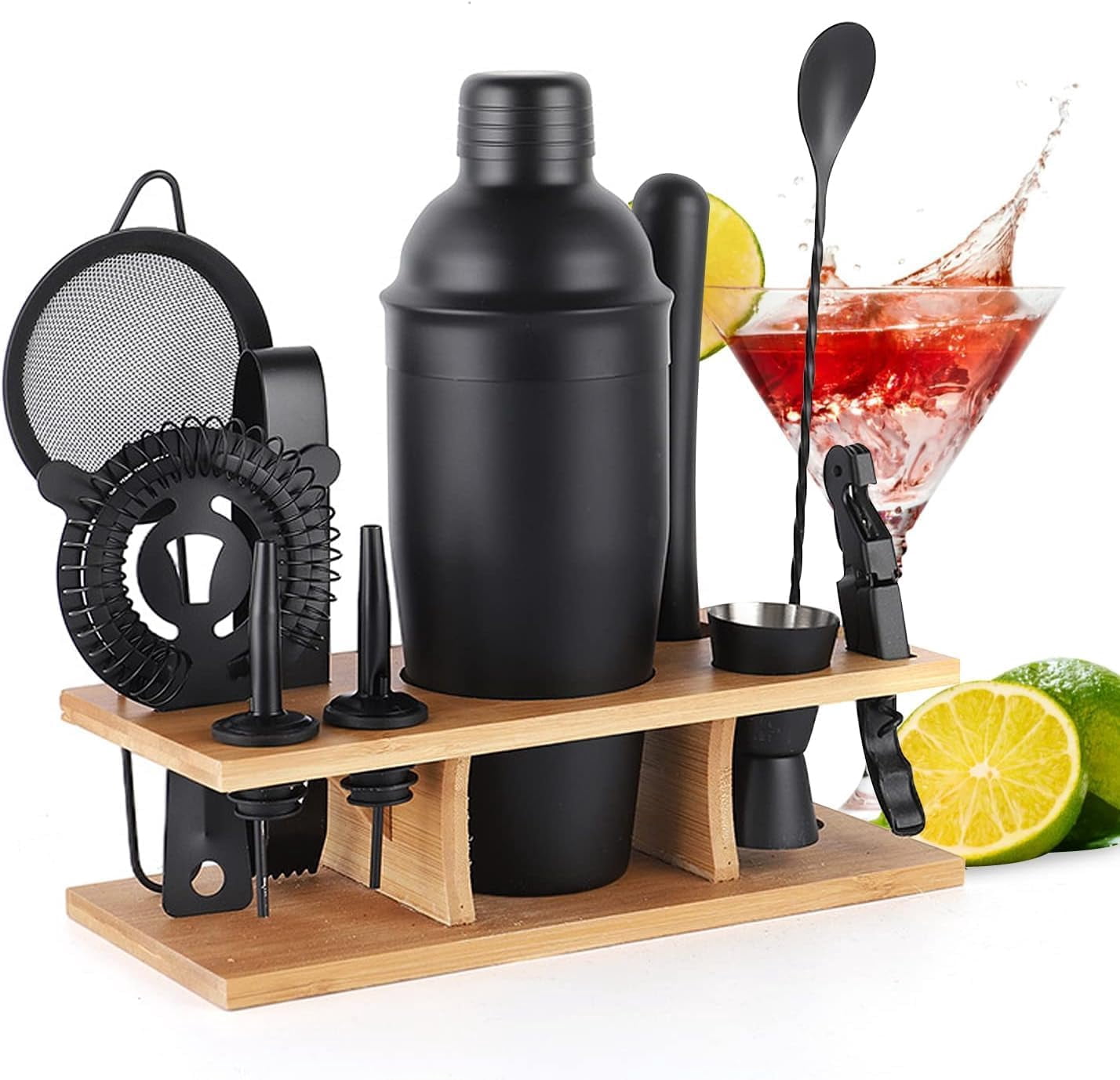 11-Piece Cocktail Shaker-Muddler for Cocktails 25oz Boston Shaker-Bar ...