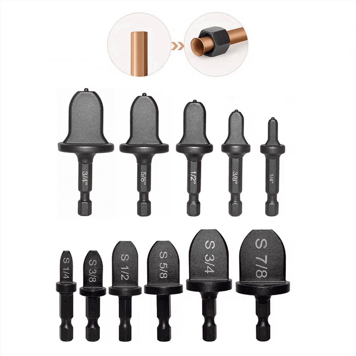 11-Piece Copper Tube Expander Set Bearing Steel Hexagonal Shank Drill ...