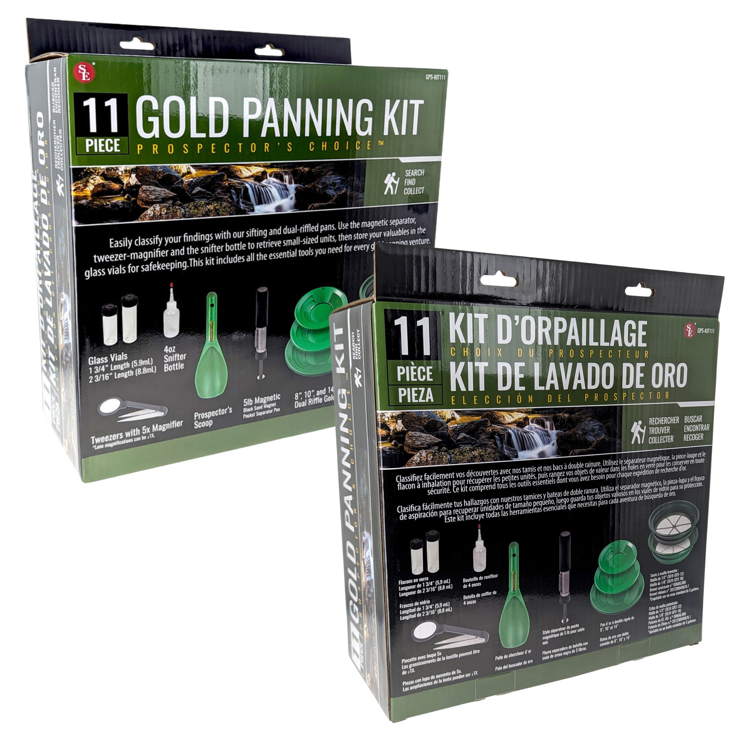 Gold Panning Kit, 11 Piece Set, Classifier Screens, Riffle Pans ...