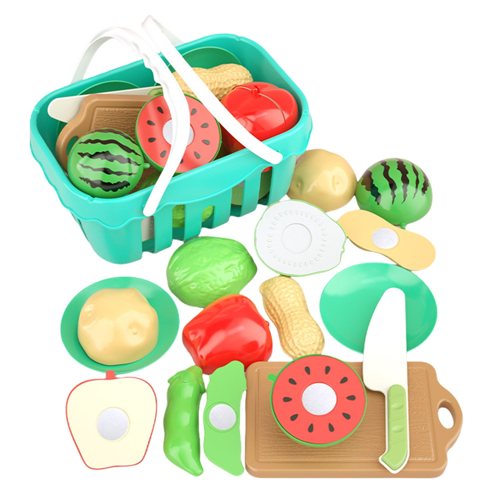 11-Piece Kids Pretend Play Kitchen Food Set Realistic Fruit & Vegetable ...