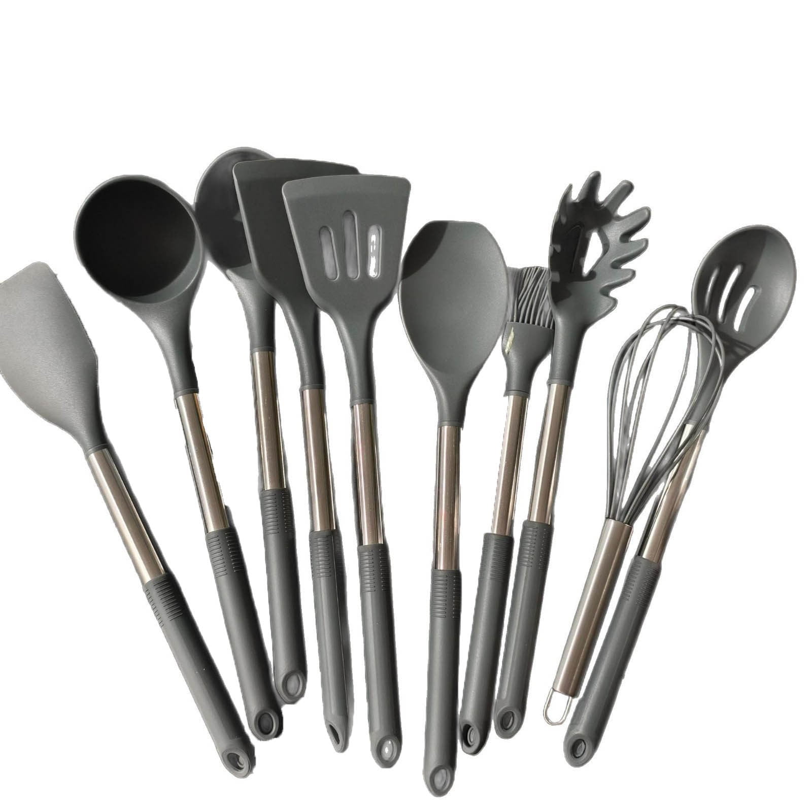 11-Piece Kitchen Cookware Set with Silicone Stainless Steel Tools and ...