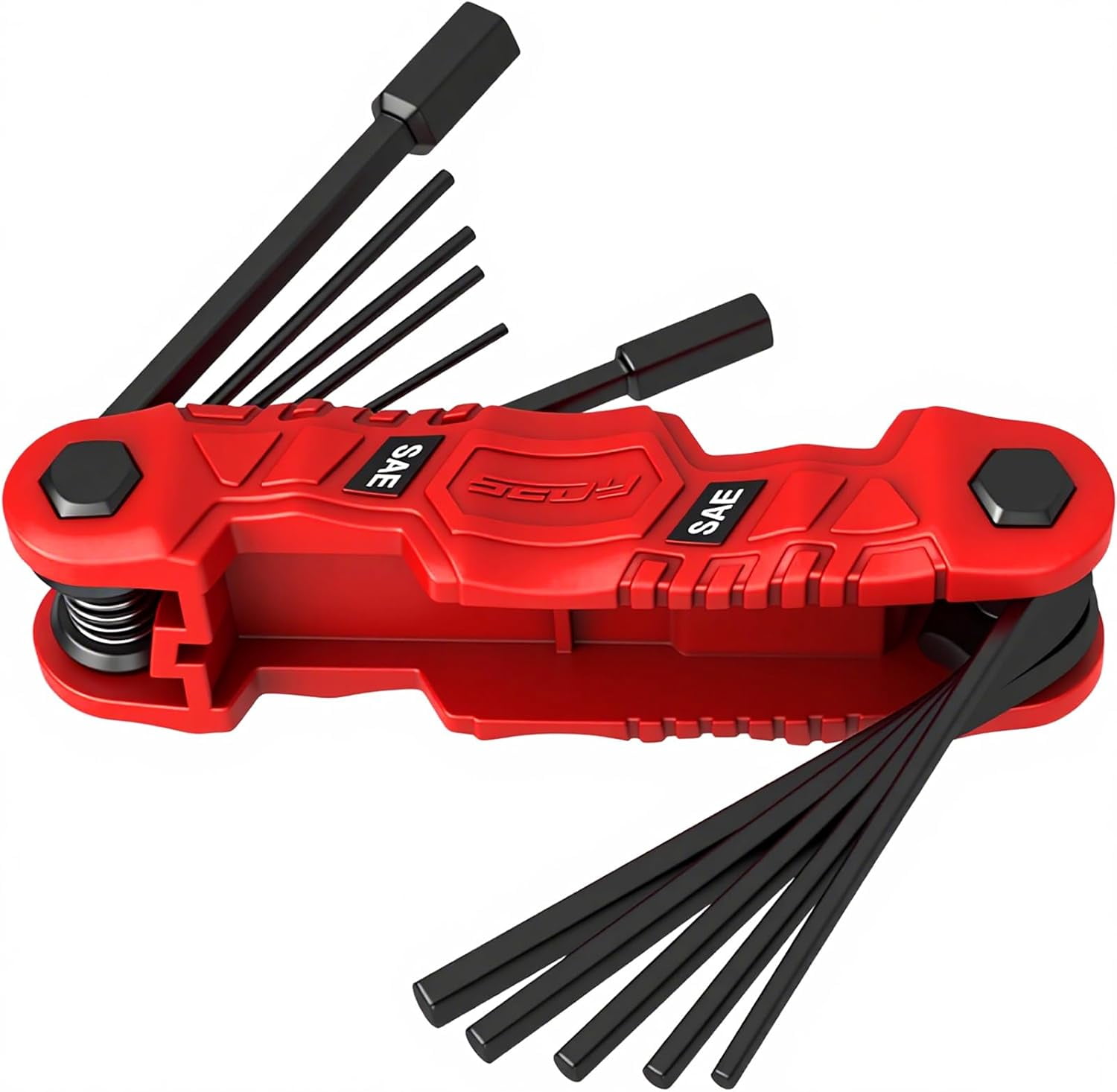11-Piece Large Folding Hex Key Set SAE (3/32"-1/2"), Heavy Duty Allen ...