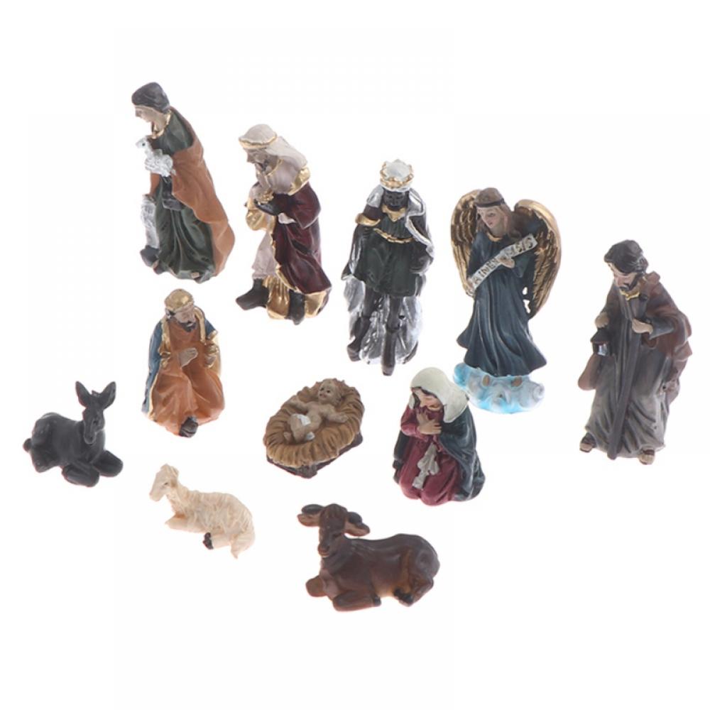 11-Piece Nativity Figurine Set. Hand-Painted Christmas Nativity Scene ...