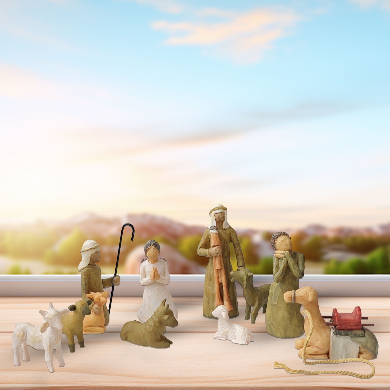 11-Piece Nativity Set Hand-Painted Resin Figures Classic Christmas ...