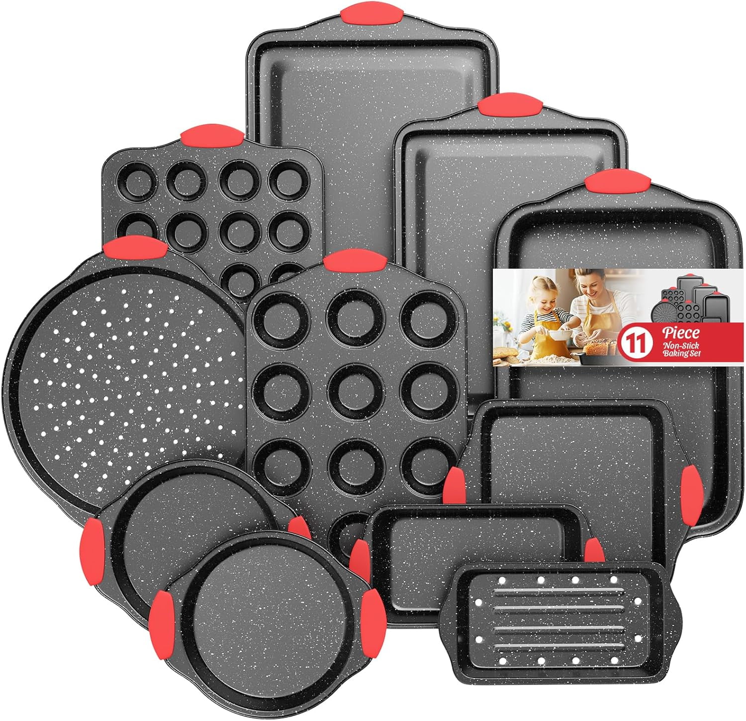 11-Piece Nonstick Baking Pans Set, Stackable Bakeware Sets, Toxin-Free ...