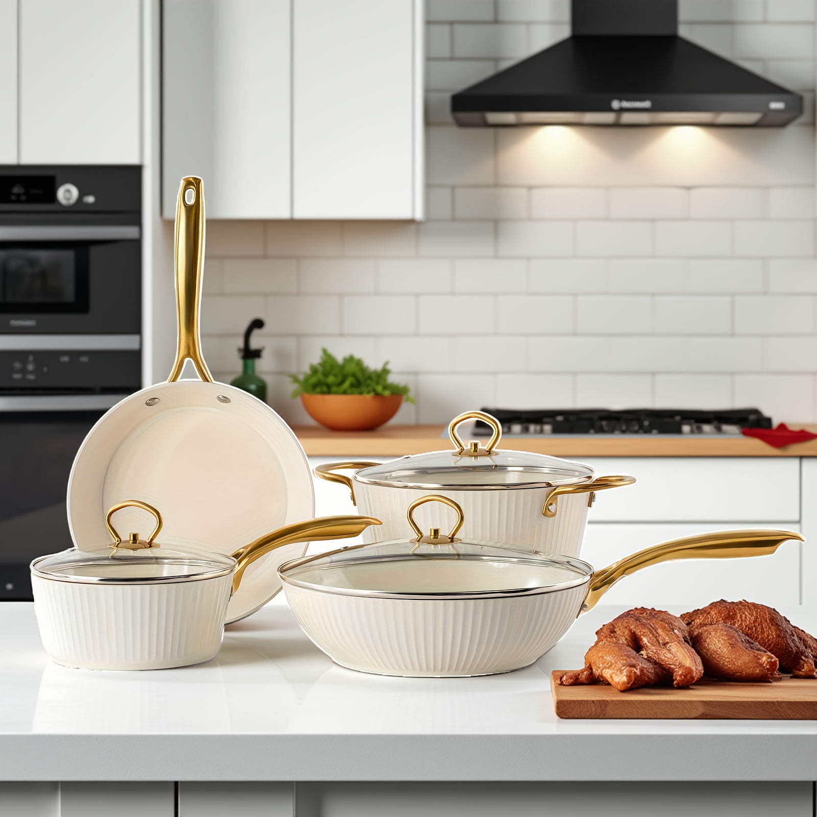 11-Piece Nonstick Ceramic Pot Set with Lids - Induction Compatible ...