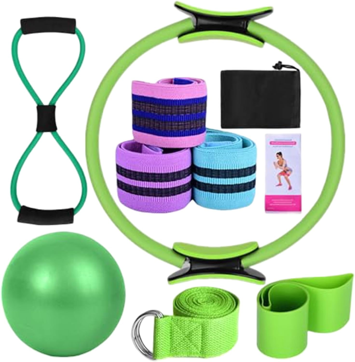 11-Piece Pilates Ring & Ball Set with Resistance Bands for Women ...